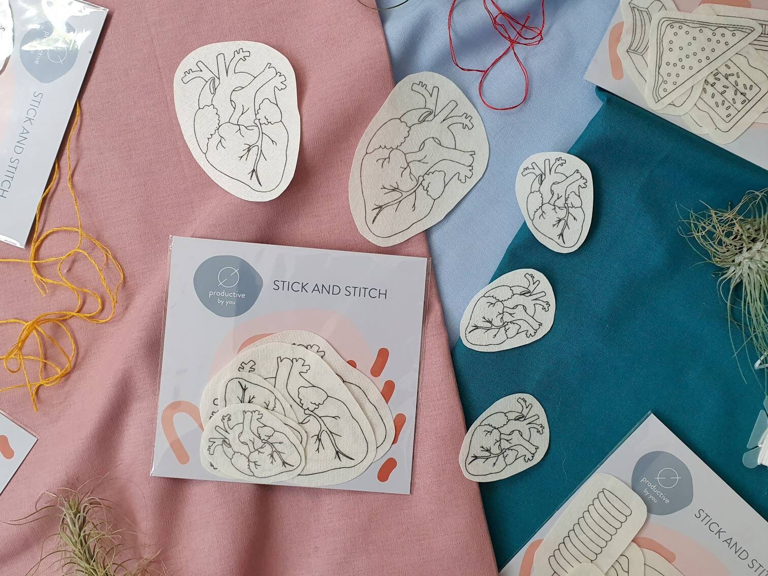 Stick and Stitch Anatomical Heart | Water Soluble Patches for Embroidery / Needlpoint Fiber Art ...