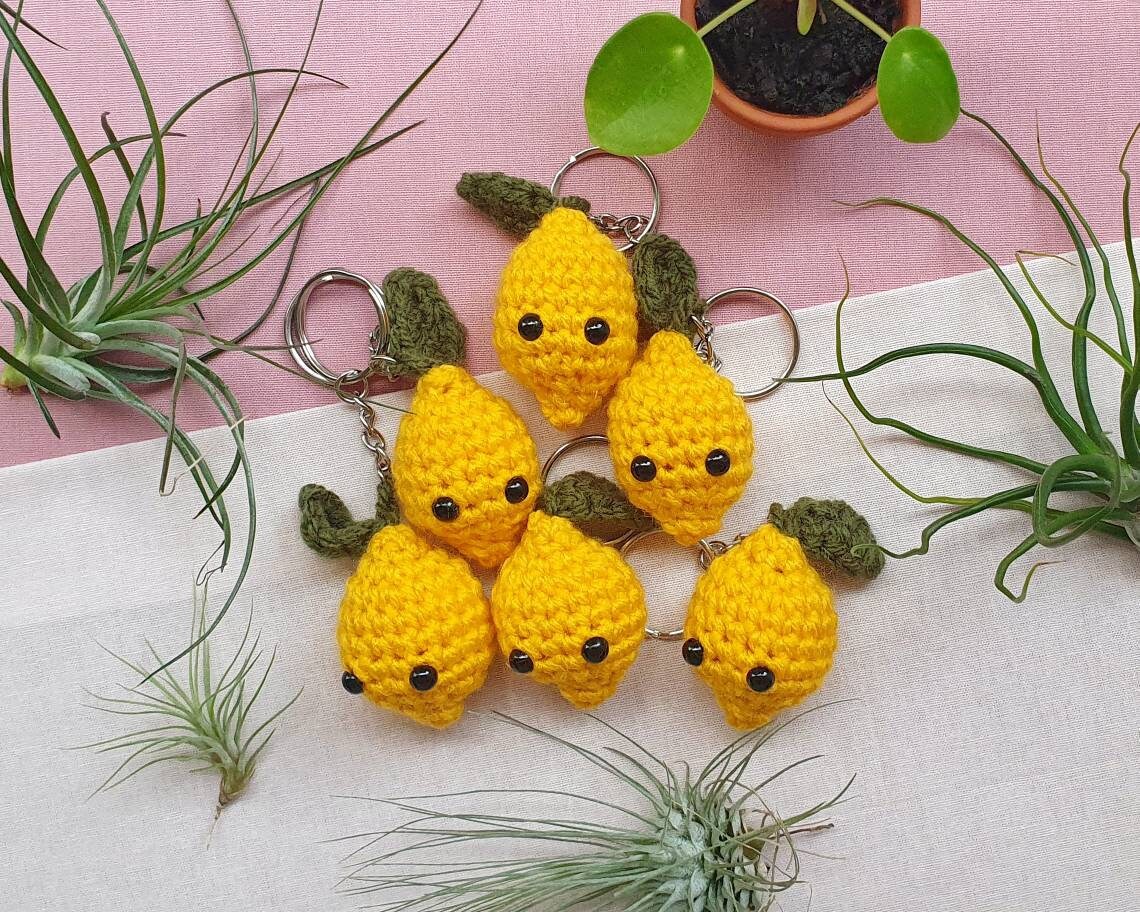 Fruit and Vegetable Amigurumi Crochet Keychains / Keyrings Lemon ...