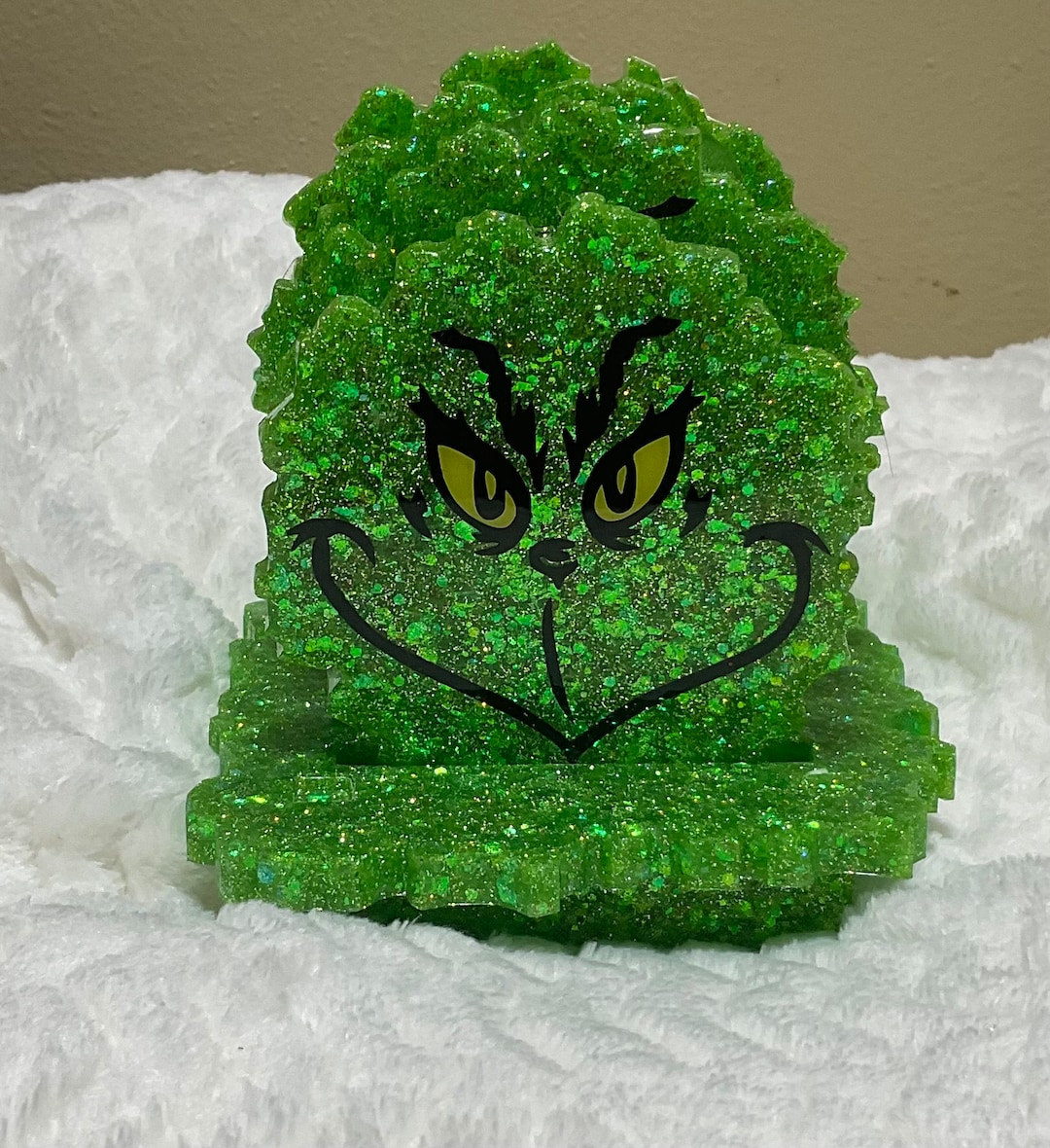 Resin Grinch Inspired Coaster/ Christmas Coasters/glitter Coasters With ...