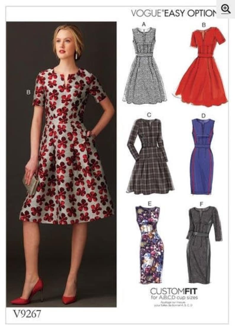 Vogue V9267 V1737 New American Designer Womans Fit & Flare Dress Sewing ...