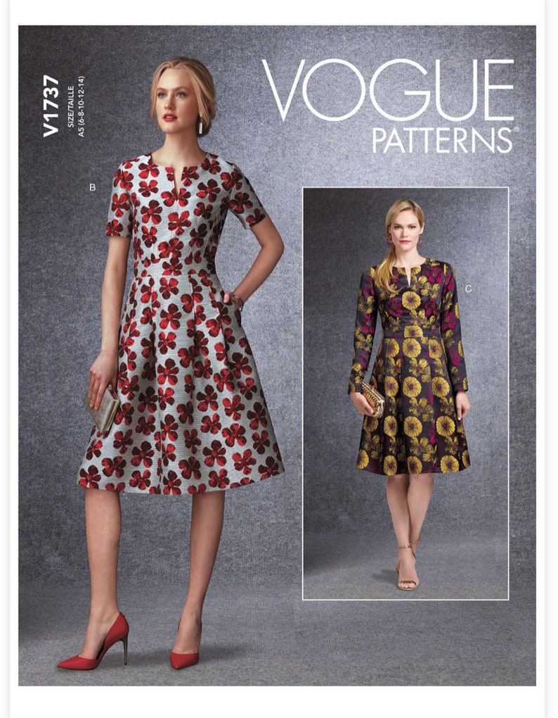 Vogue V9267 V1737 New American Designer Womans Fit & Flare Dress Sewing ...