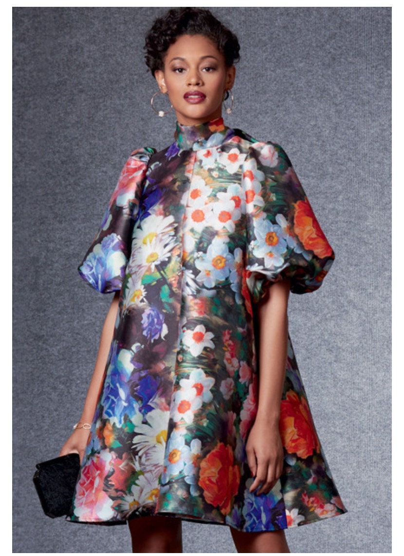 Vogue V1723 New Sewing Pattern A-line Dress Puff Balloon Sleeves Neck ...