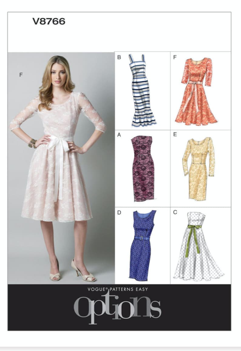 Vogue V8766 New Womens Dress Sewing Pattern~strapless or Fitted Bodice ...