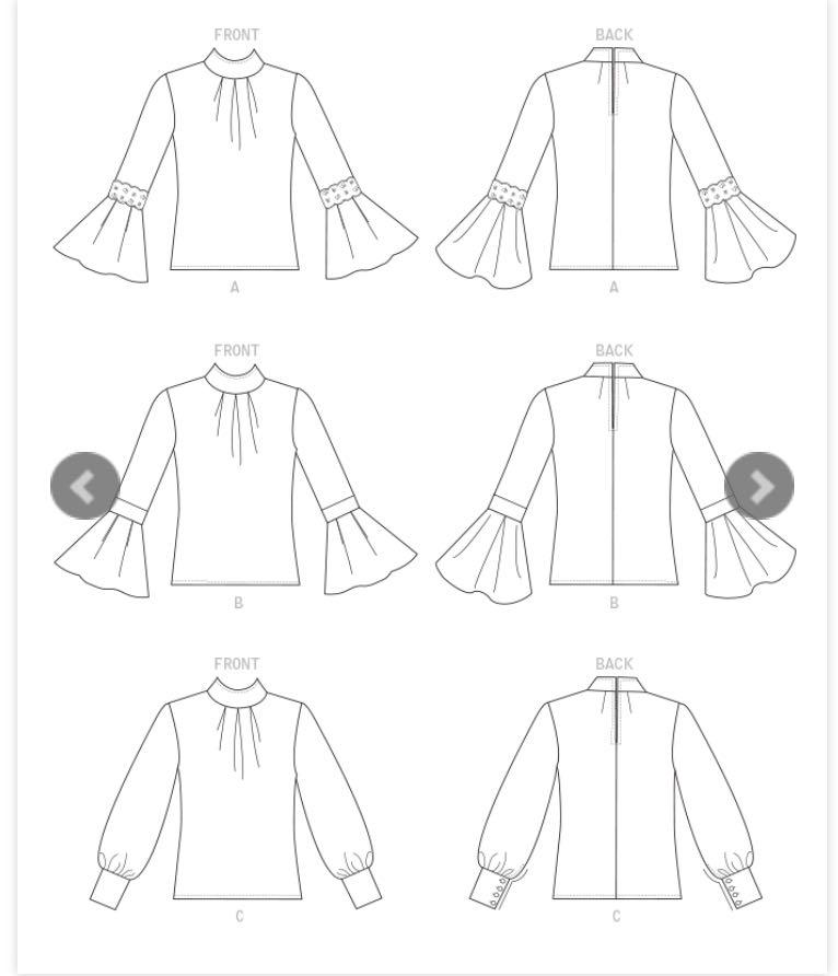 Vogue V9285 Blouses Sewing Pattern, Statement Sleeves, Loose-fit, Sizes ...