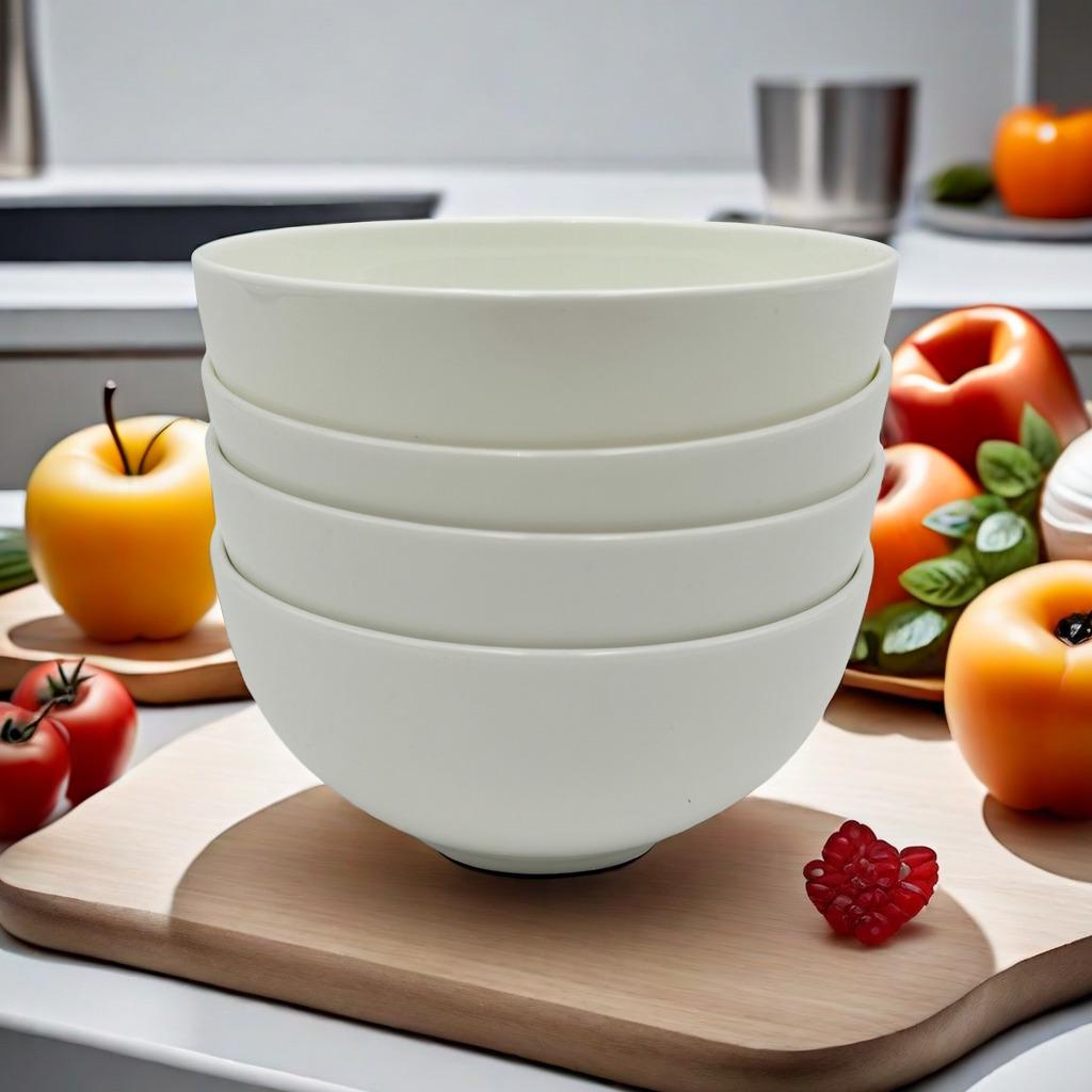 Set of 4 Lightweight Bone China Fruit Bowls, Snack Bowls, Side Dishes ...