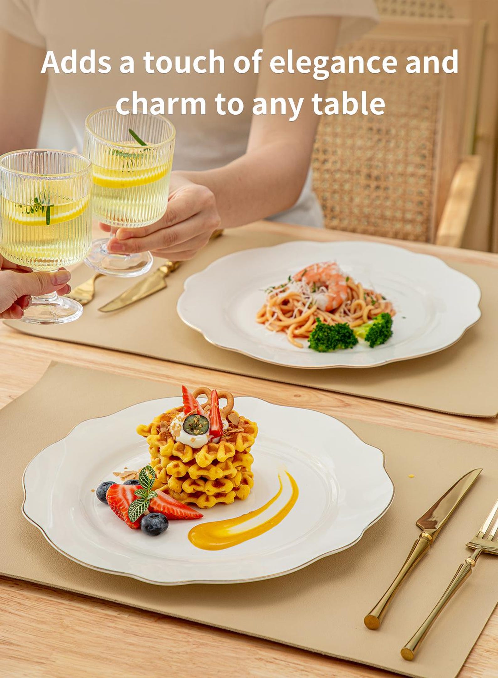 Scalloped Ceramic Dessert Plates - Set of 4, 8.0 Inch Coup Shape With ...