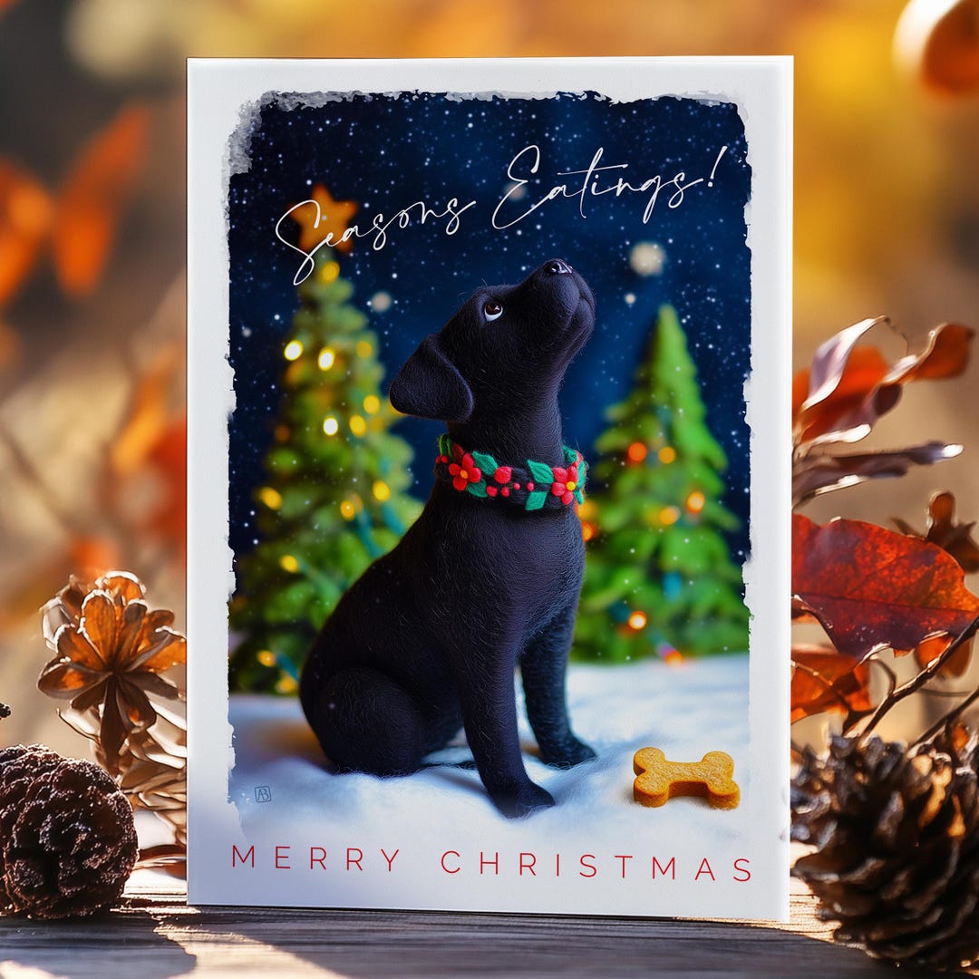 Lab, Labrador Dog Christmas Card From the Dog. Pack of 4. FREE UK ...