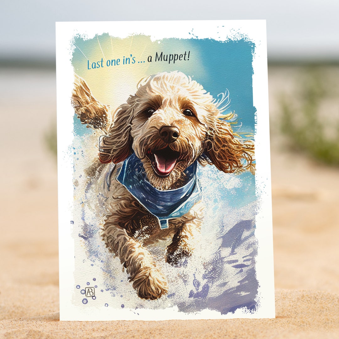 Cockapoo Dog Beach Birthday Card - Etsy