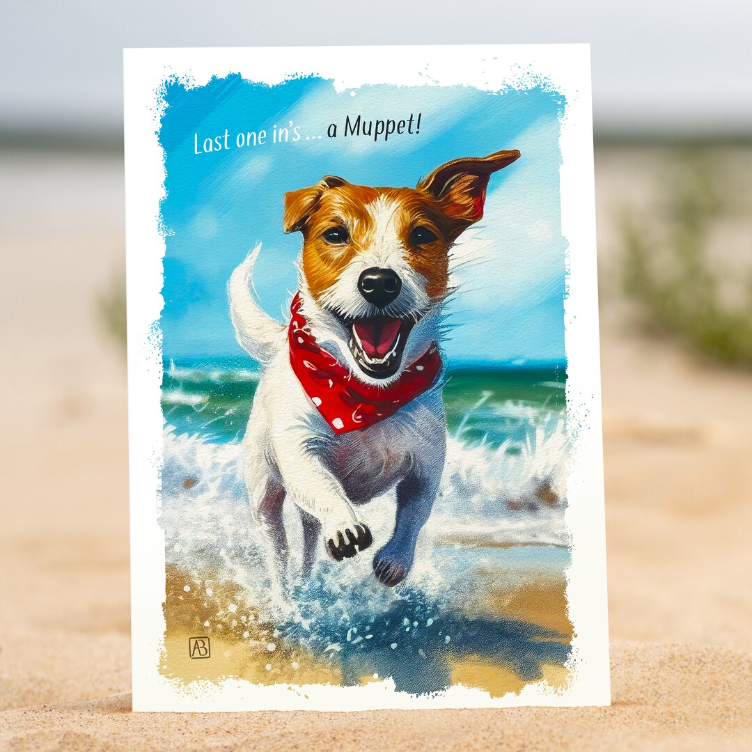 Jack Russell Beach Birthday Card - Etsy