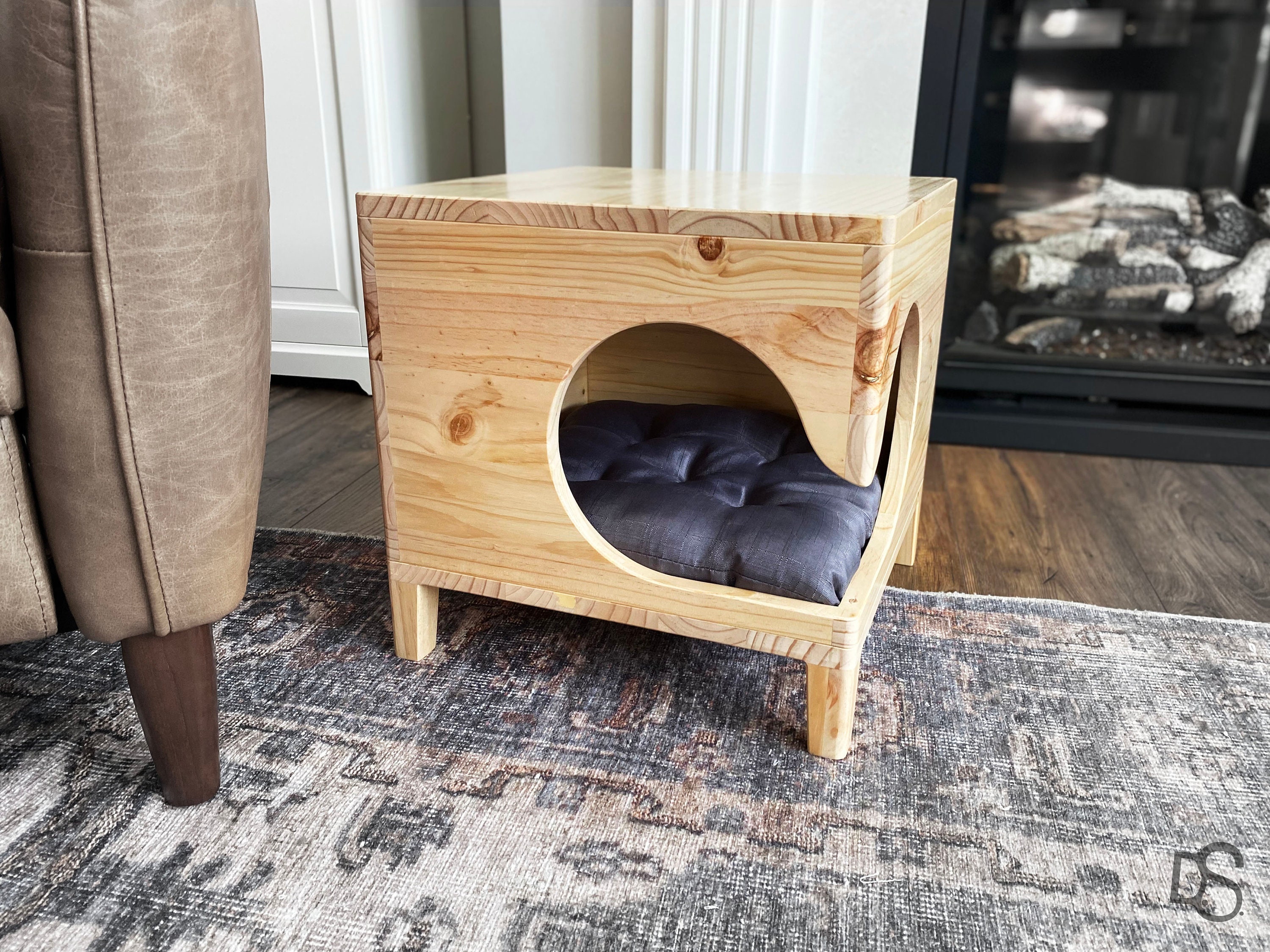 Cat House Playhouse Side Table Solid Wood - Etsy