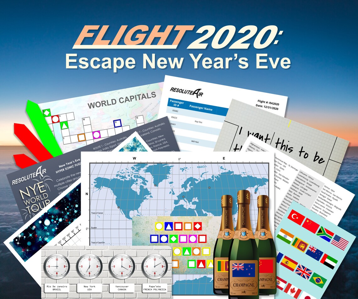 Escape Room Game | Printable DIY Party Kit | Flight 2020: Escape New ...