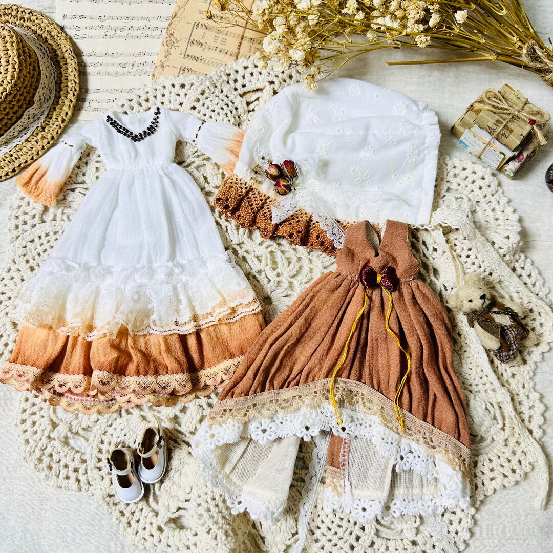 3 Piece Long Dress+shrt Dress+hat, Vintage Dress, Blythe Doll, Blythe ...