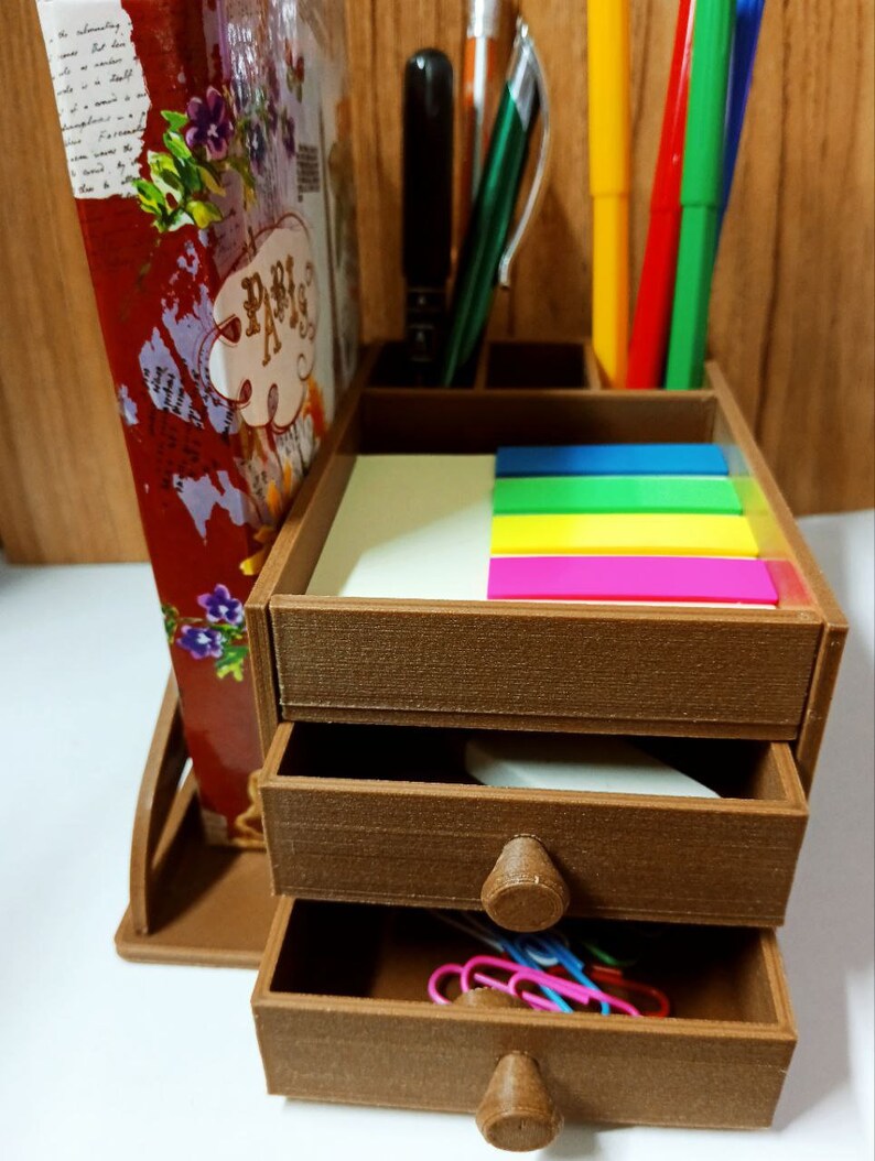3D Printed Desk Organizer for Stickers and Pen Holder - Modern Office ...