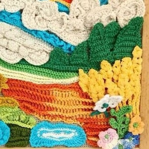 Crochet Landscape Wall Art – 3D Sunny Nature Scene With Tree, Clouds ...