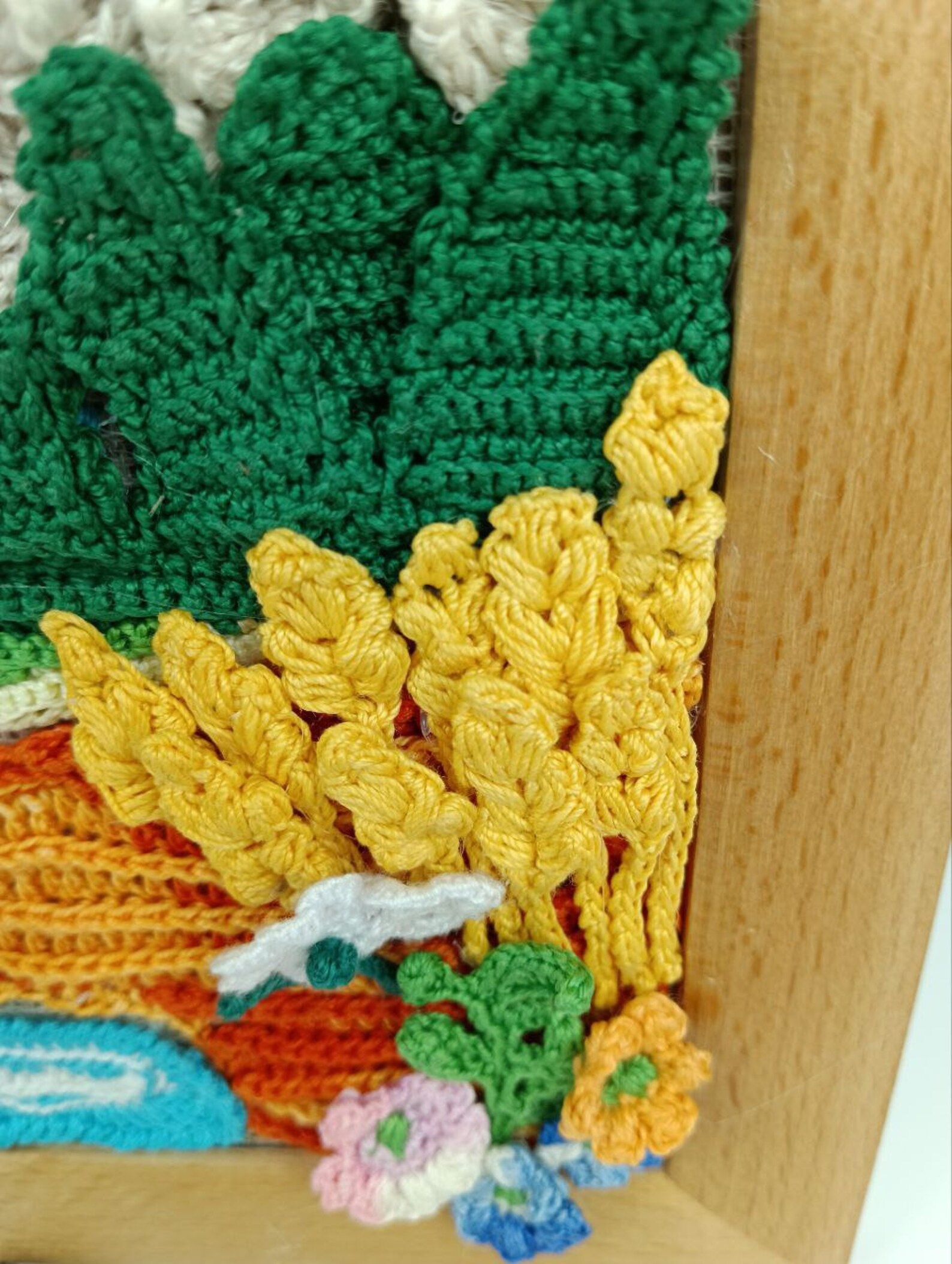 3D Crochet Landscape Wall Art – Sunny Nature Scene, Fiber Decor - Etsy