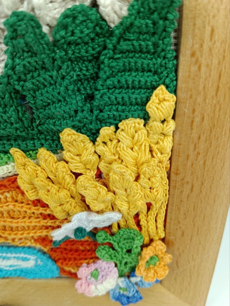 3D Crochet Landscape Wall Art – Sunny Nature Scene, Fiber Decor - Etsy