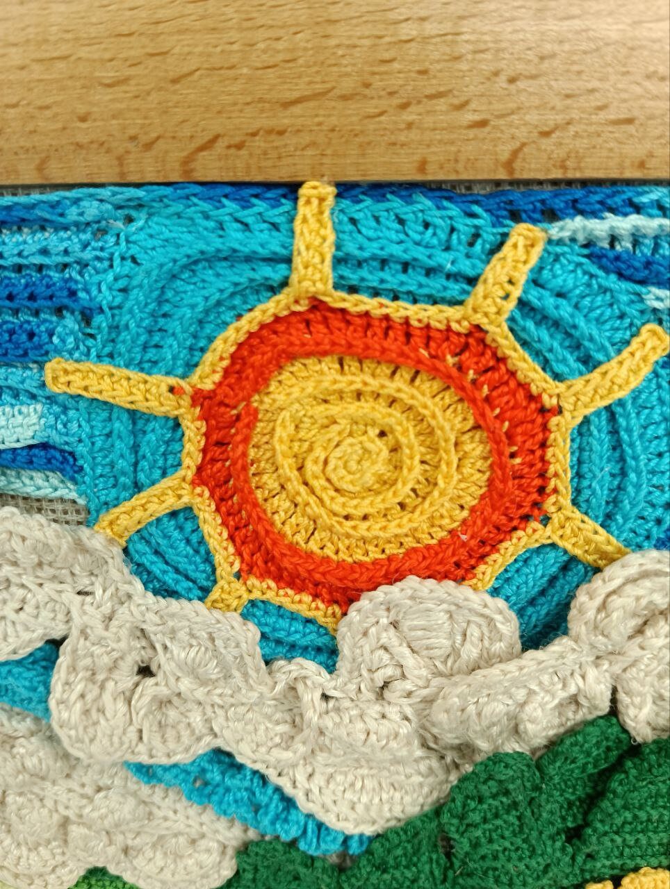 3D Crochet Landscape Wall Art – Sunny Nature Scene, Fiber Decor - Etsy