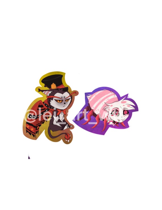 Hazbin Hotel Chibis Angel Dust and Husk pin - Etsy