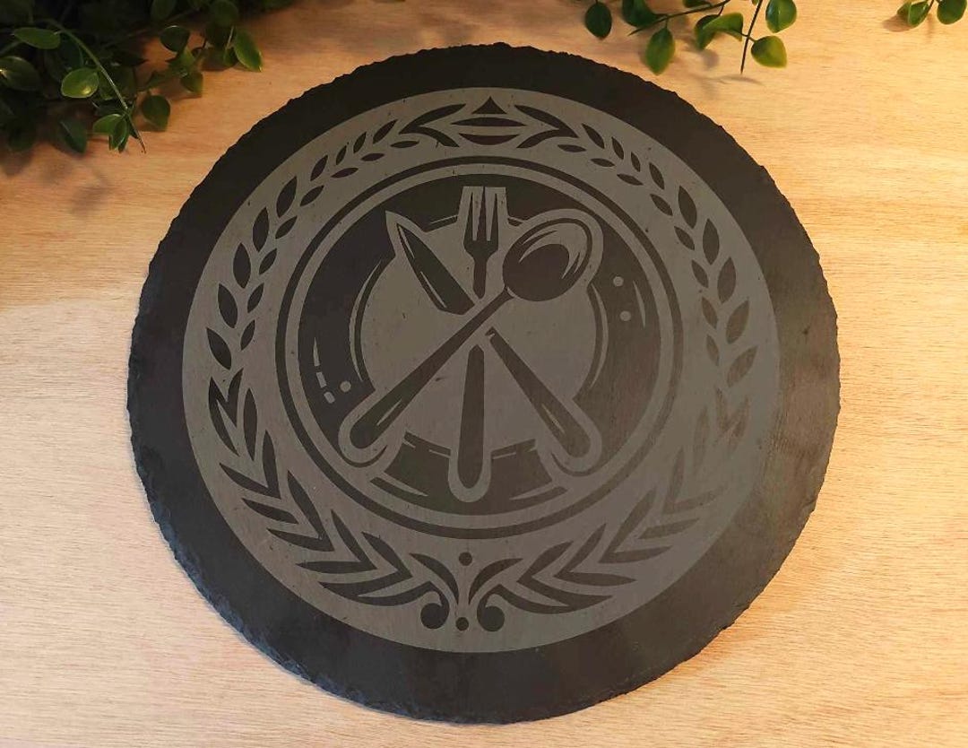 Laser Engraved Round Slate Trivet - Elegance and Originality for Your ...