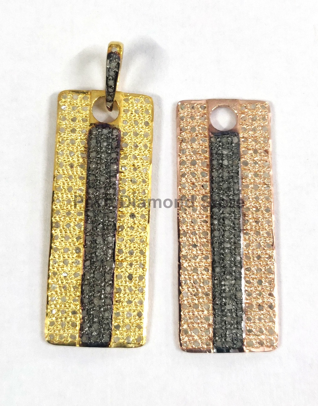 Pave Diamond Rectangle Pendant in 925 Sterling Silver, Pave Diamond ...