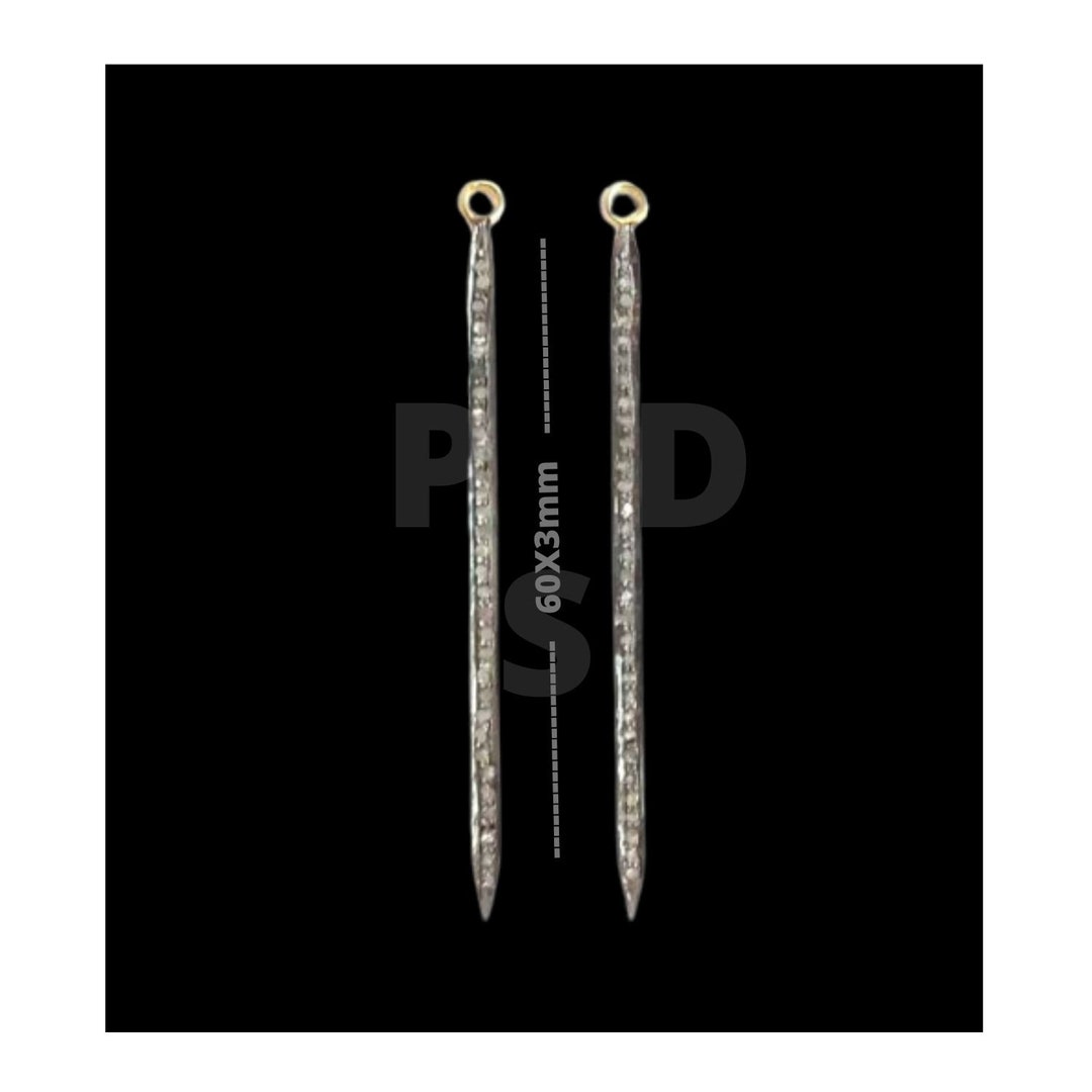 Pave Diamond Spike Pendant, Pave Diamond Pendant, Pave Diamond Spike Size 60x3mm, Handmade ...