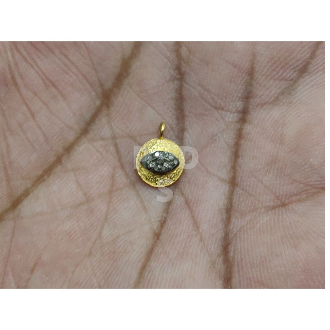 Pave Diamond Evil Eye Disc Charm, , Diamond Jewelry, Diamond Findings ...