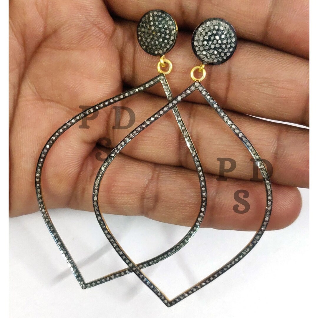 Pave Diamond Large Hoop Earrings Diamond Earrings Stud Disc Earring ...