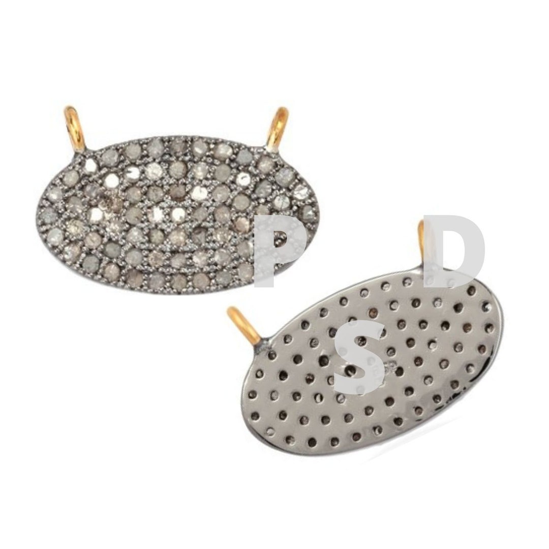 Pave Diamond Double Bail Oval Pendant in 925 Sterling Silver, Pave ...