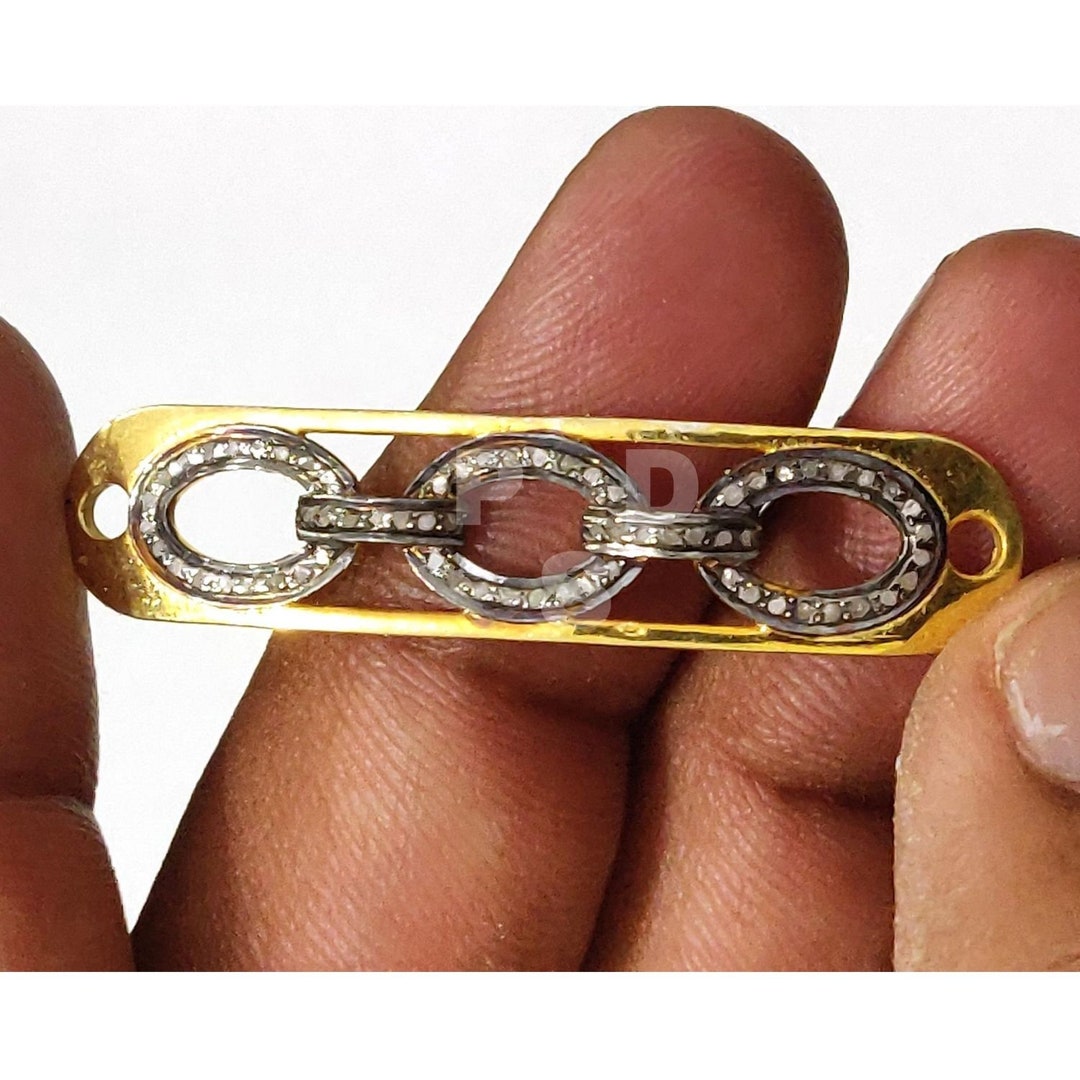 Pave Diamond Designer Link Connector in 925 Sterling Silver, Pave ...