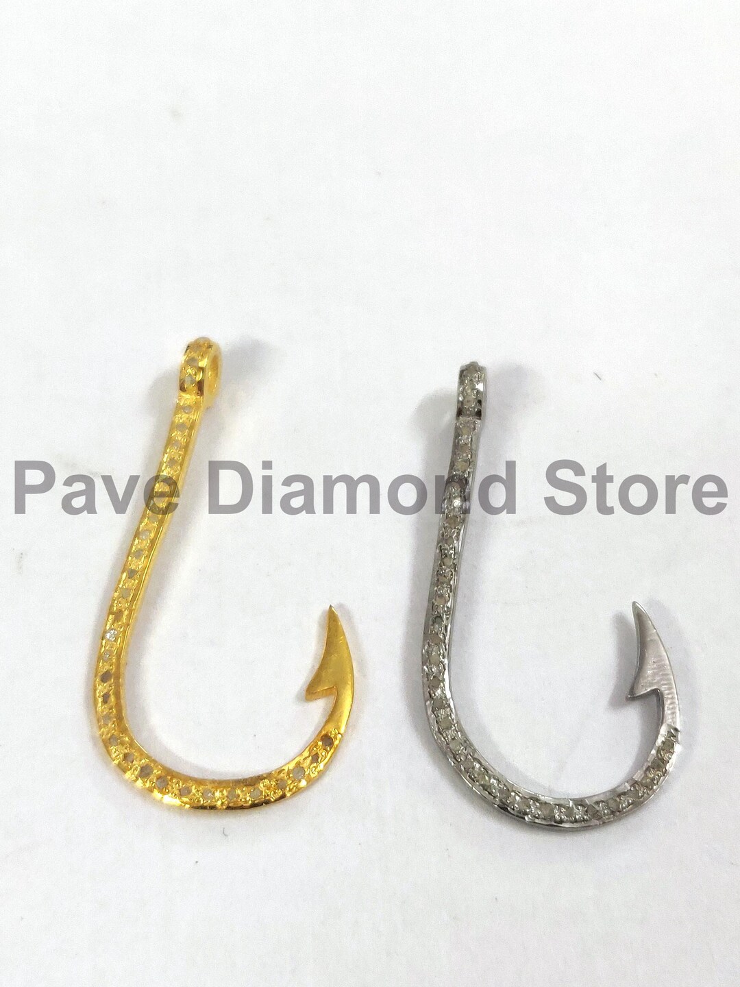 Pave Diamond Hook Pendant, Pave Diamond Jewelry, Handmade Jewelry, Hook ...
