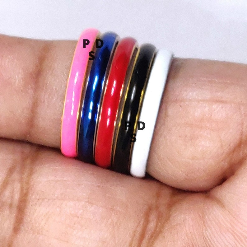 925 Sterling Silver Enamel Ring, Enamel Band, Love Band, Promise Band ...