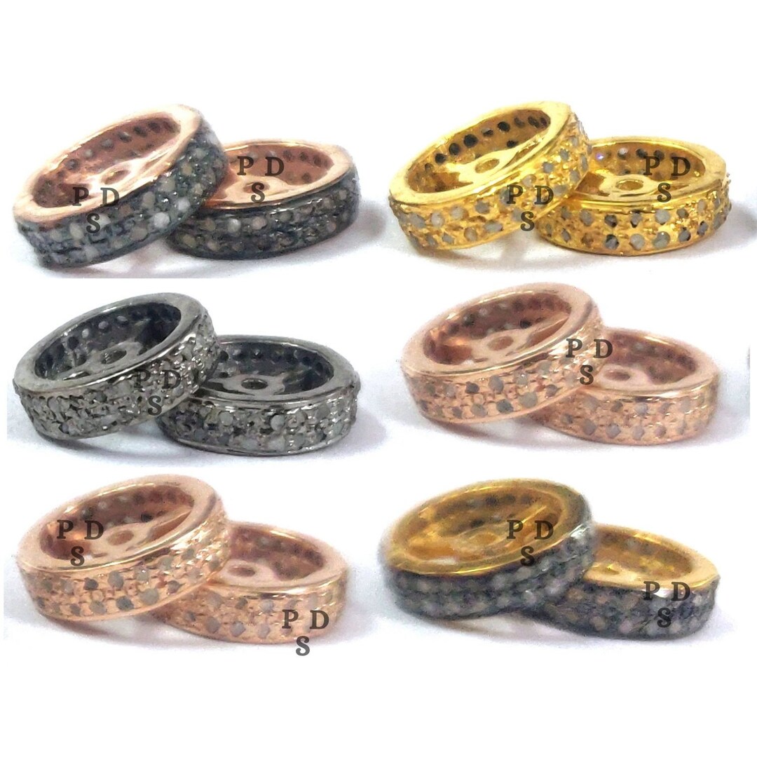 2 Pcs Pave Diamond Two Step Spacer Beads Wheel, Tyre, Diamond Wheel ...
