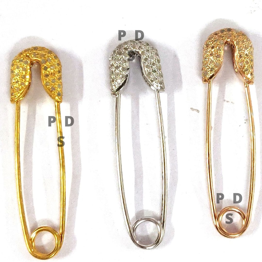 Pave Diamond Safety Pin Brooch, 925 Sterling Silver Pendant, Handmade ...