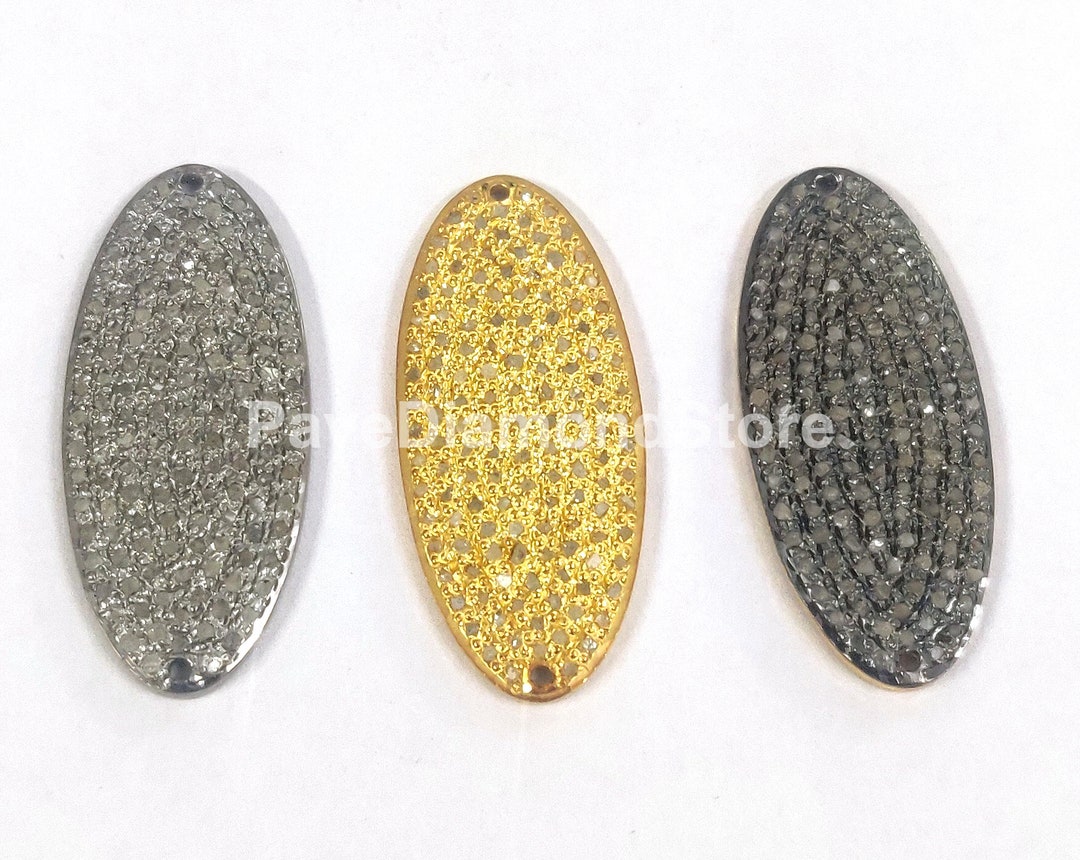 Pave Diamond Oval Connector in 925 Sterling Silver, Pave Diamond Oval ...