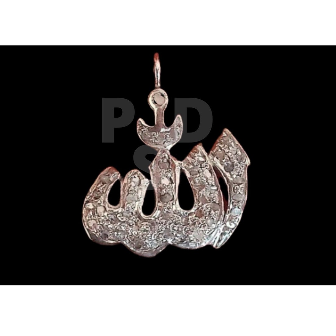 1 PC Pave Diamond Allah Pendant 18mm, Colgante Allah, Pave Diamante ...