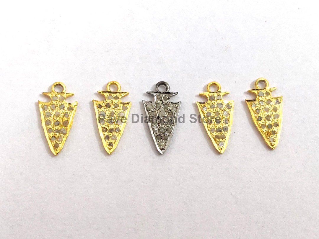 Pave Diamond Arrowhead Charm in 925 Sterling Silver, Pave Diamond Charm ...