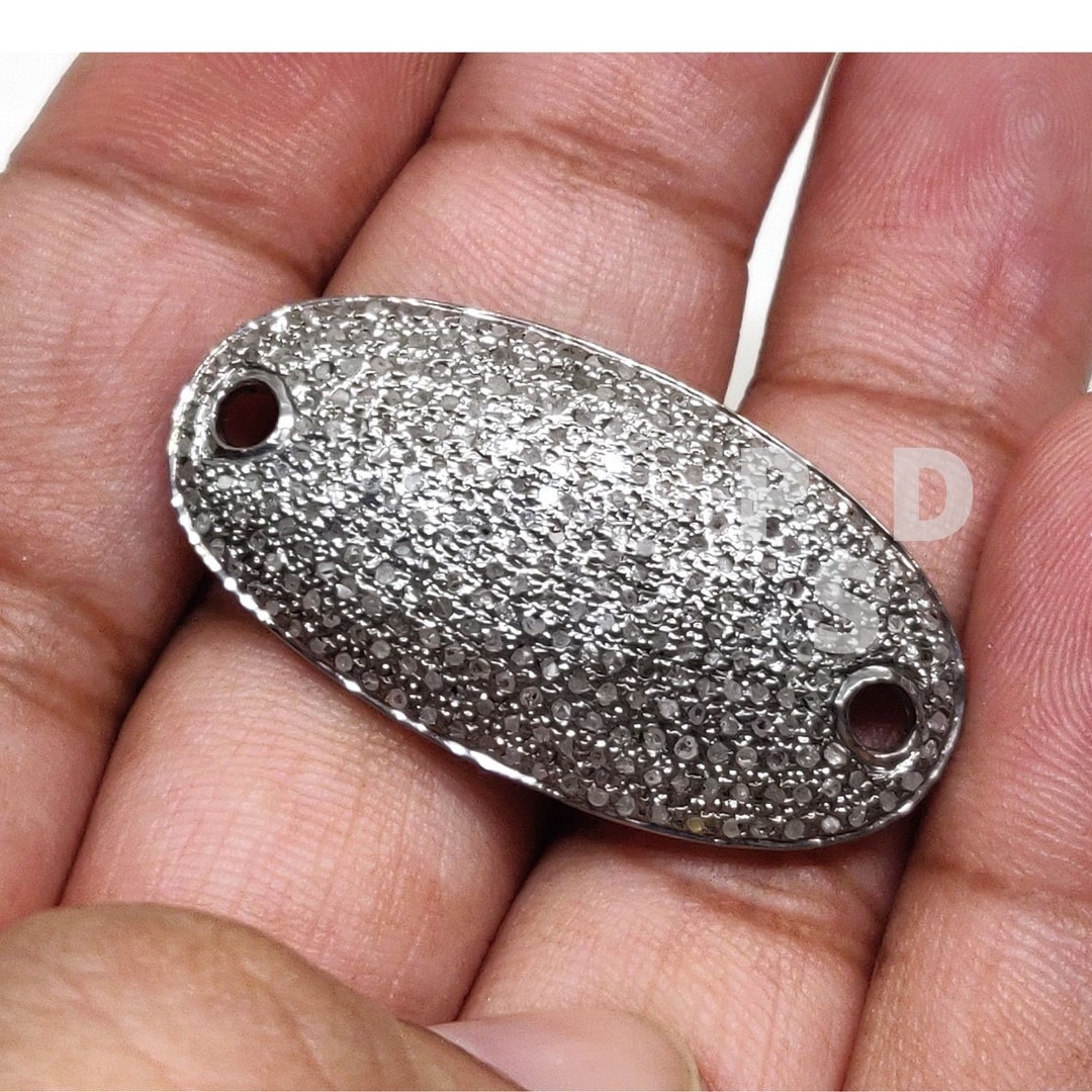 Pave Diamond Oval Connector 40x20mm, Diamond Bar Connector, Pave ...