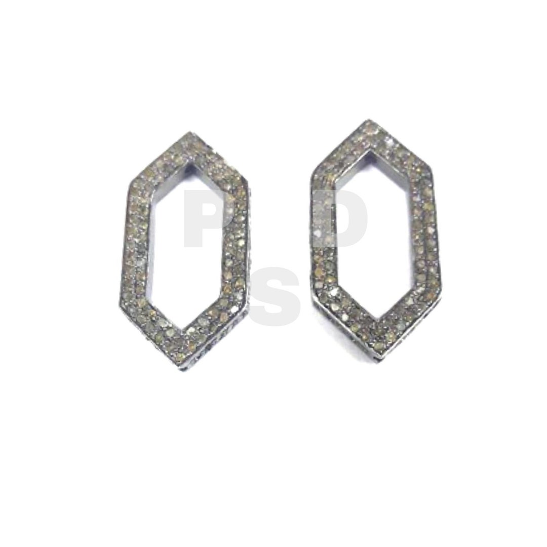 1 Pc Pave Diamond Connector, , Rosecut Diamond Charm Connector, Diamond ...