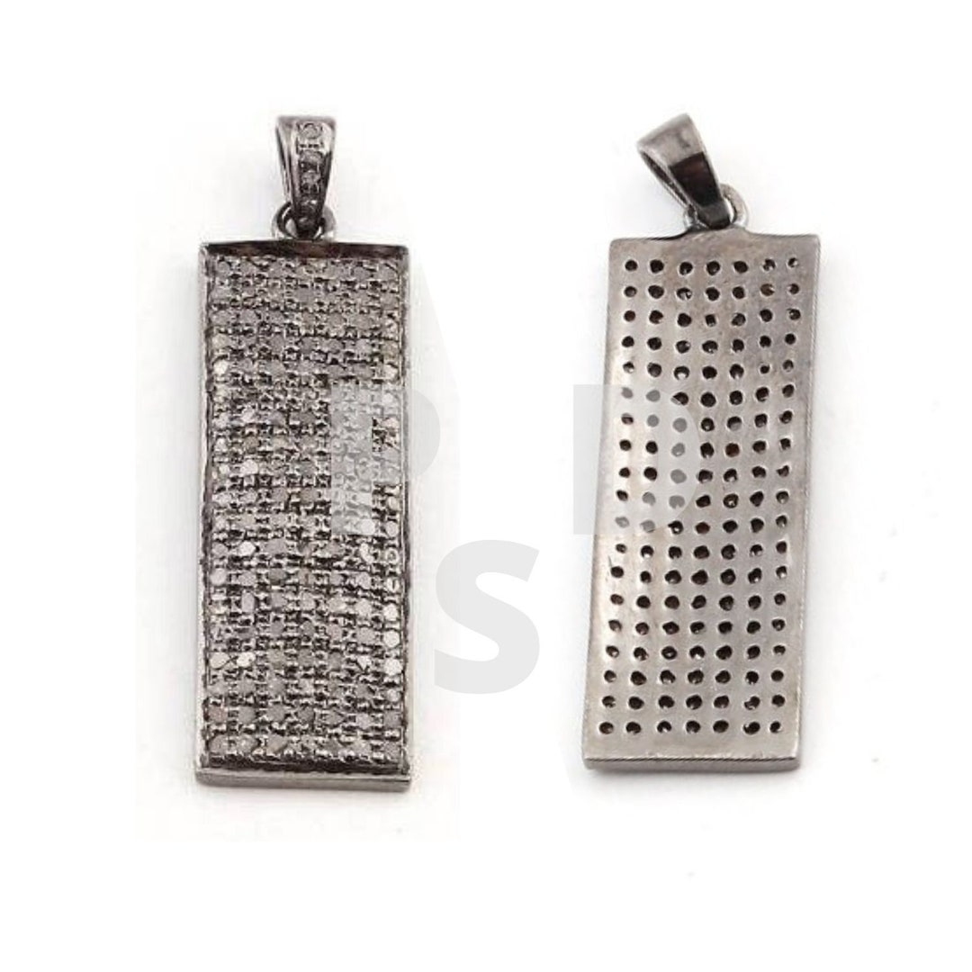 Pave Diamond Rectangle Bar Pendant, Pave Diamond Bar Pendant, Pave ...