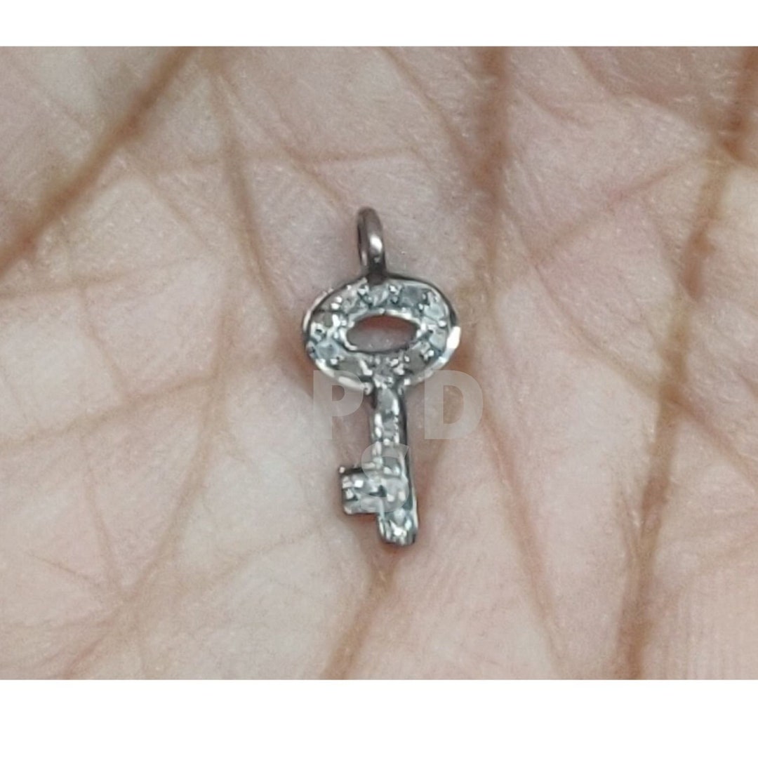 Pave Diamond Key Charm, Pave Diamond Key Pendant, Key Charm Size 13x7mm ...