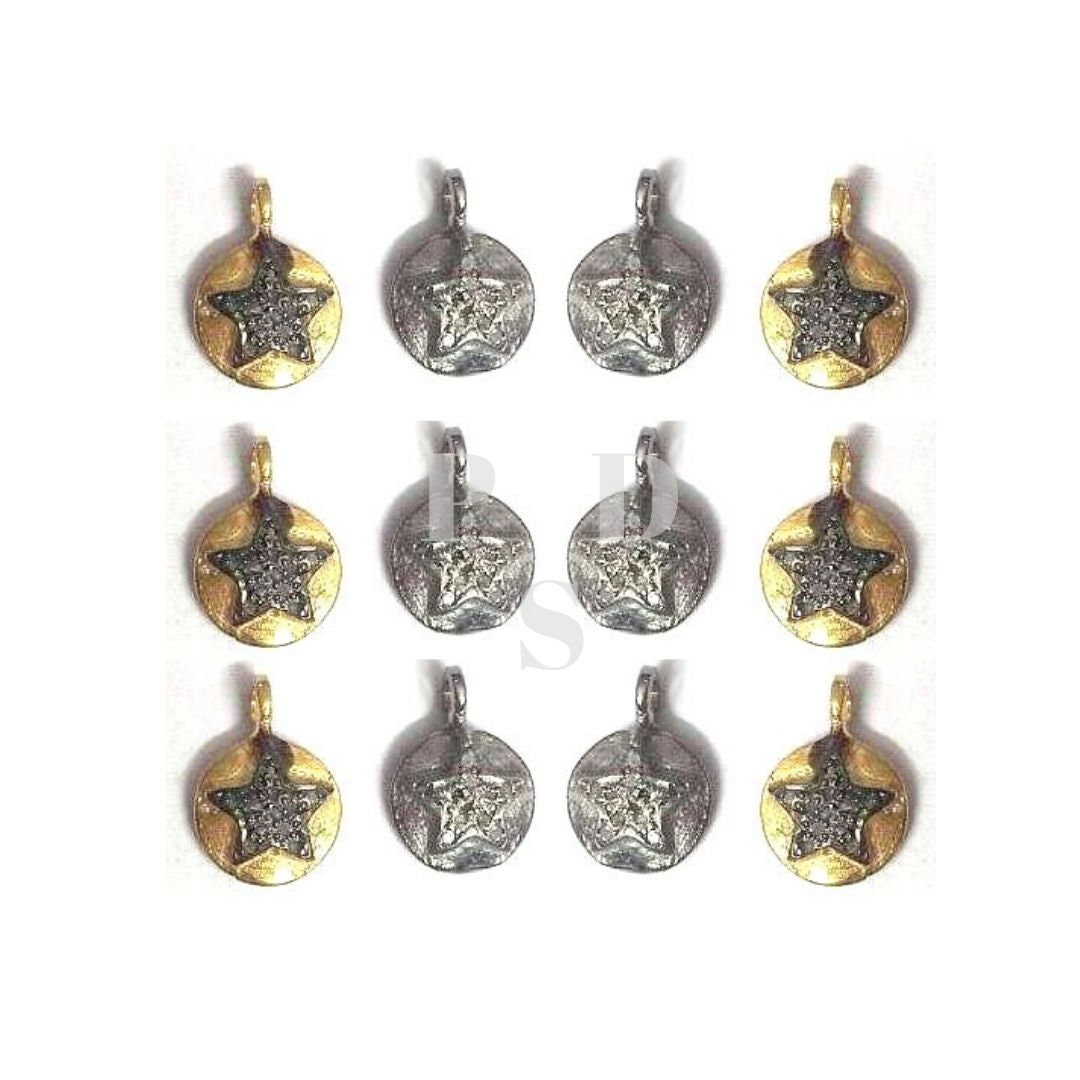 Pave Diamond Star Disc Charm, Disc Charm, Pave Diamond Jewelry, Diamond ...
