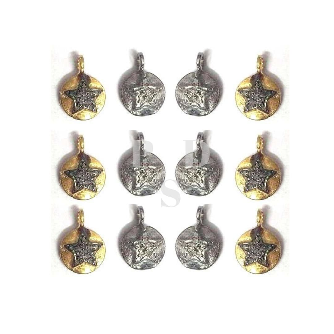 Pave Diamond Star Disc Charm Disc Charm Pave Diamond - Etsy