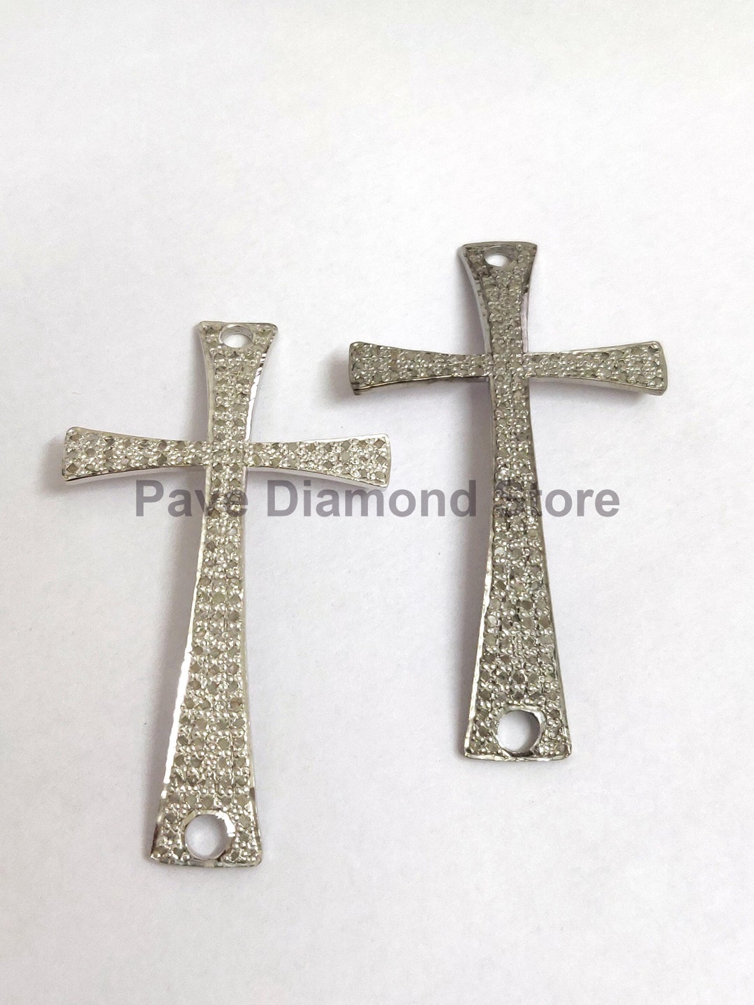 Pave Diamond Cross Connector in 925 Sterling Silver, Pave Diamond ...