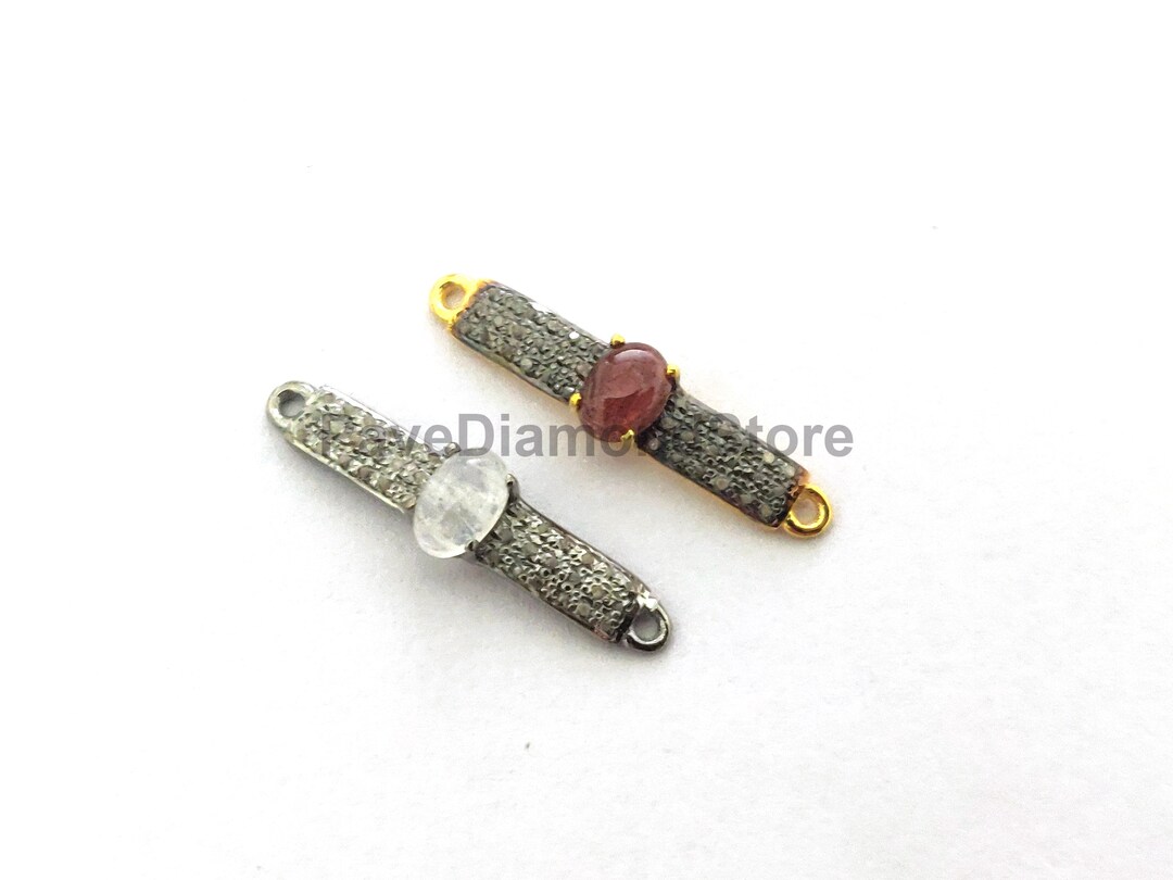 Pave Diamond Connector, Pave Diamond Moonstone Connector, Pave Diamond ...