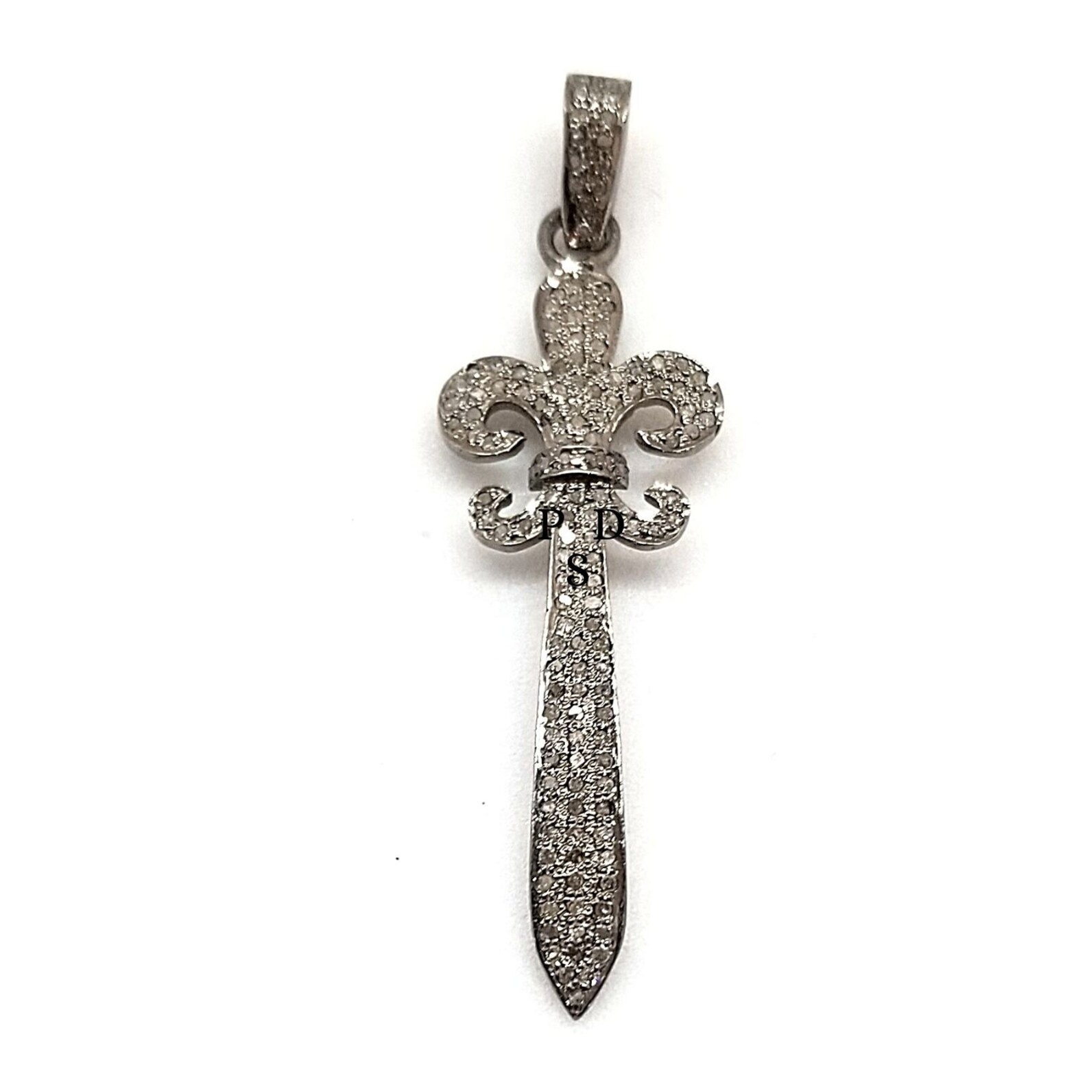 1 Pc Sword Pendant Pave Diamond Sword Pendant 925 Sterling - Etsy