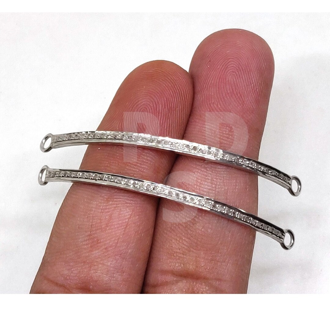 Pave Diamond Bar Connector, Bended Bar Connector, Pave Diamond ...