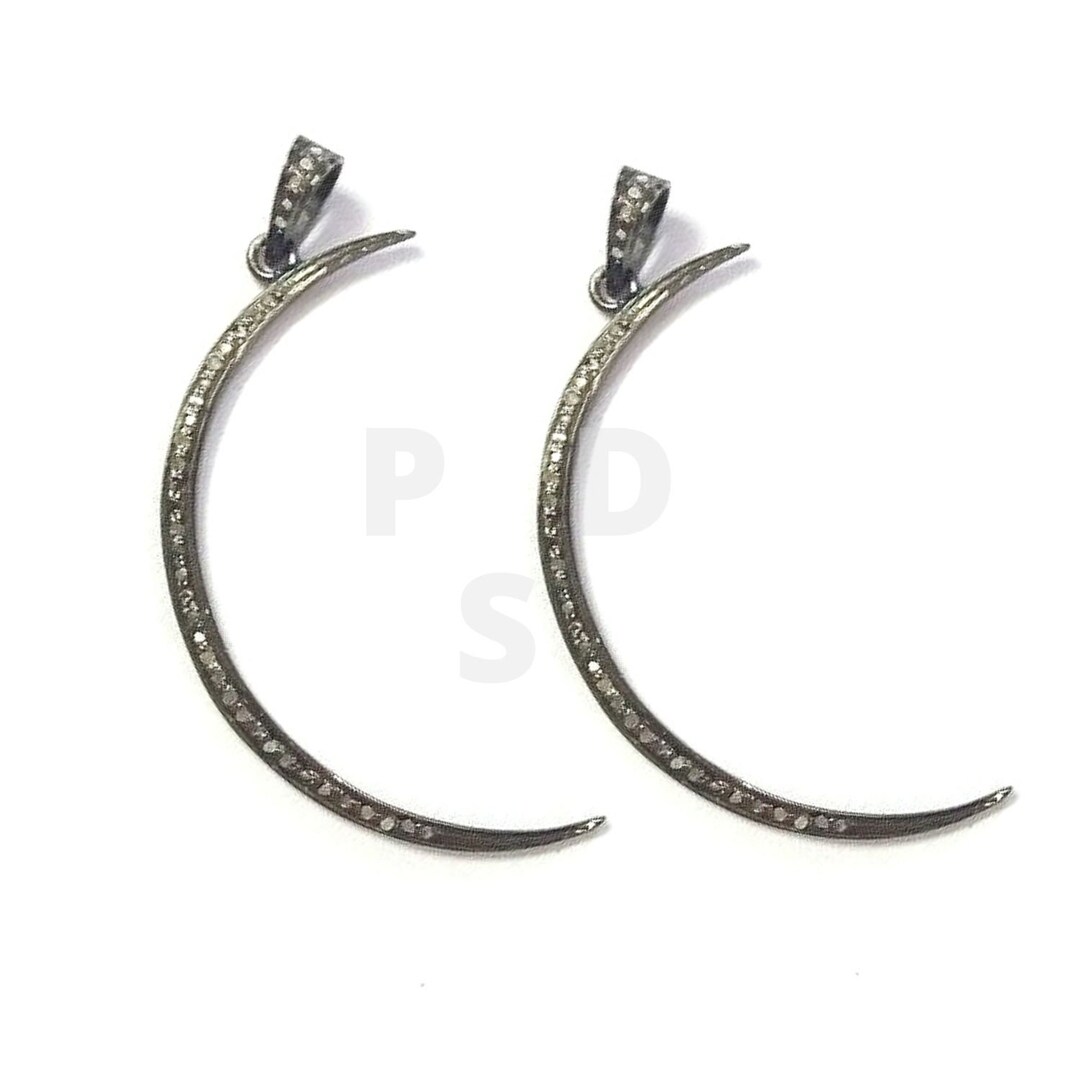 Pave Diamond Crescent Moon Pendant, Pave Diamond Moon Pendant, Pave ...