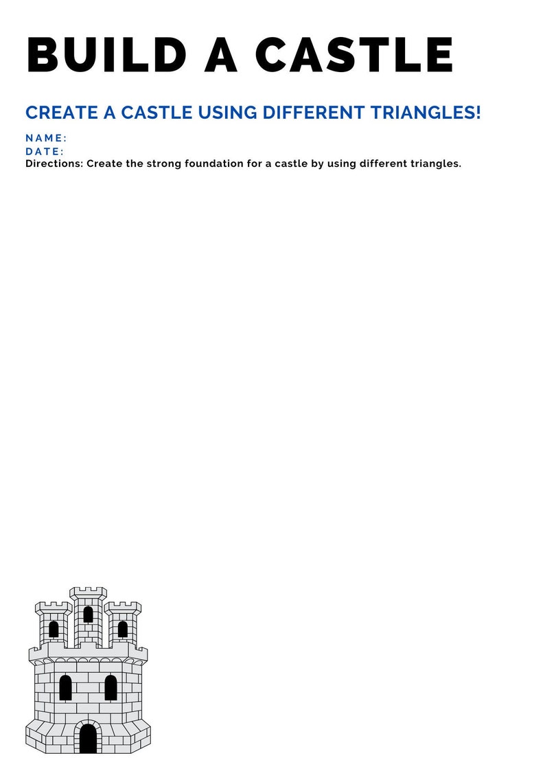 Build a Castle Worksheet for Younger Kids - Etsy