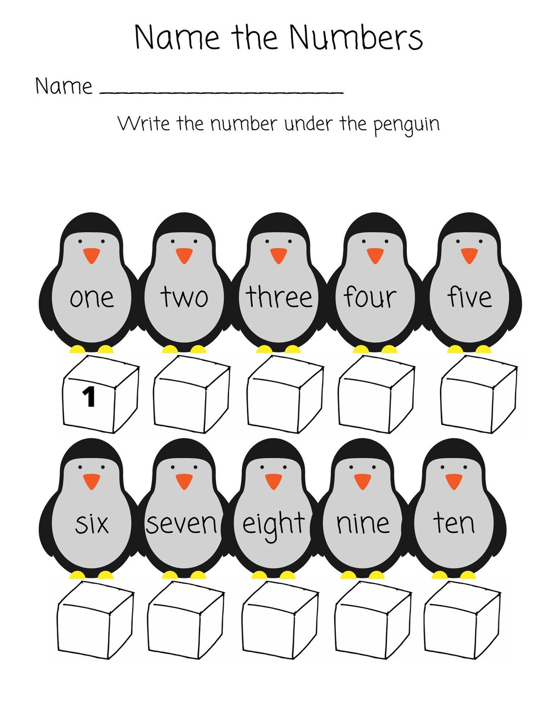 Name the Numbers Penguin - Etsy