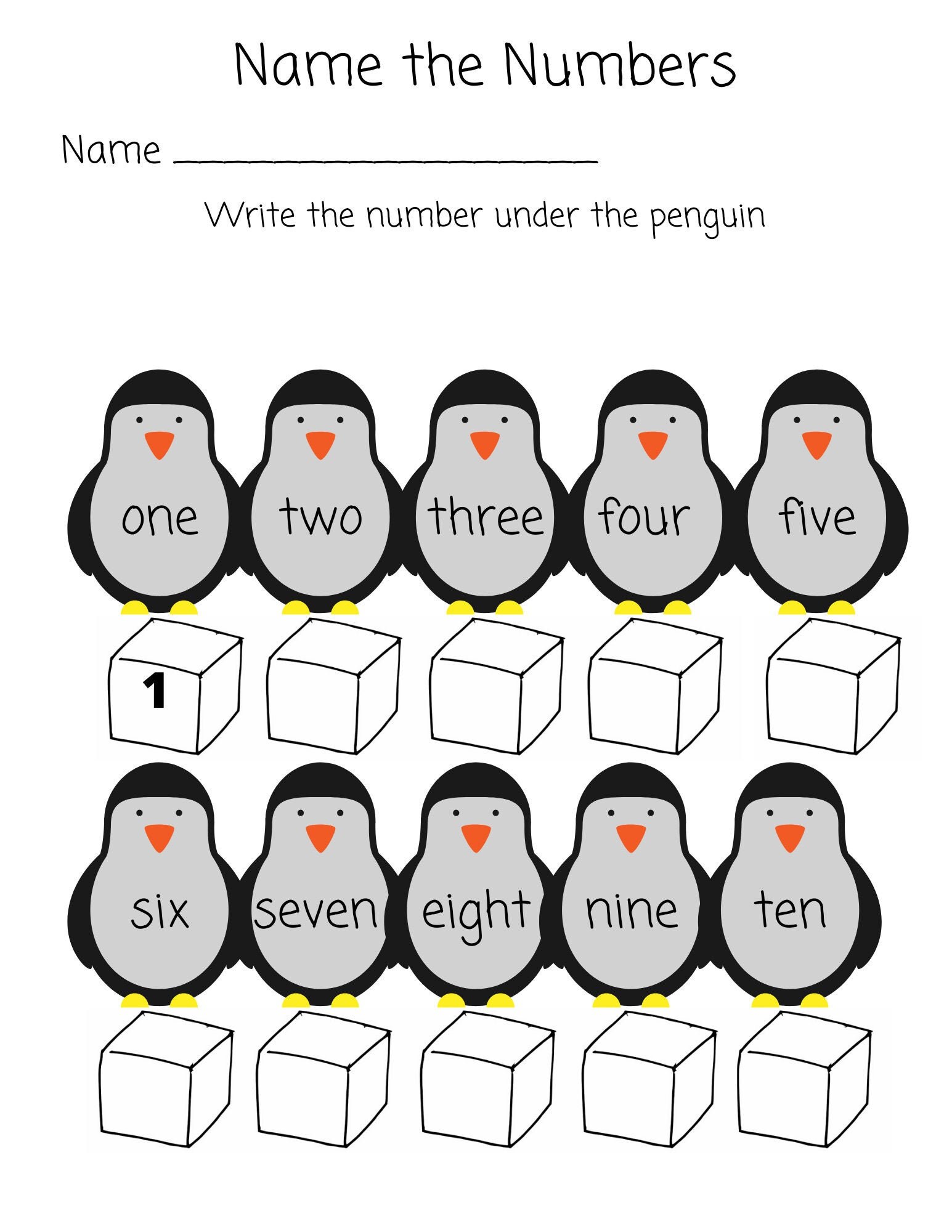 Name the Numbers Penguin - Etsy